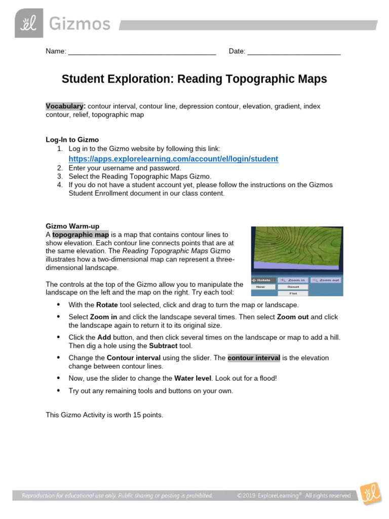 Exploring Topographic Maps Gizmo | PDF | Contour Line | Map