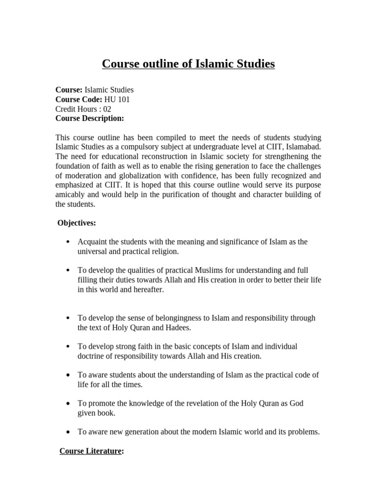 Course Outline of Islamic Studies | PDF | Quran | Islam