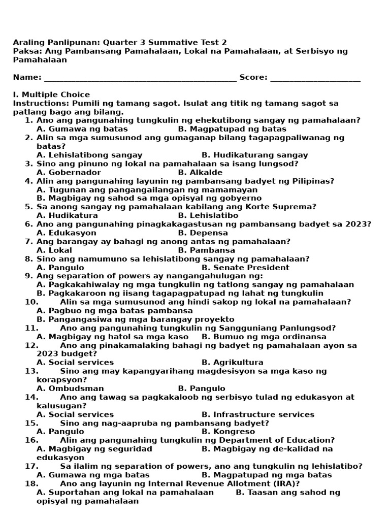 Grade 4 Summative Test Q3 | PDF