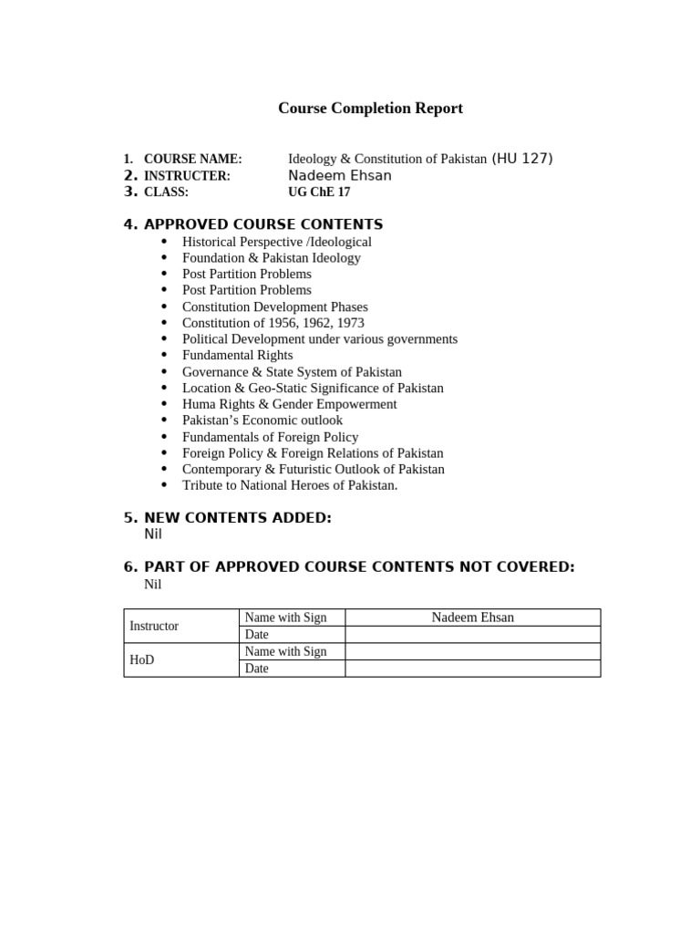 Course Completion Report Hu 127 Ideology | PDF