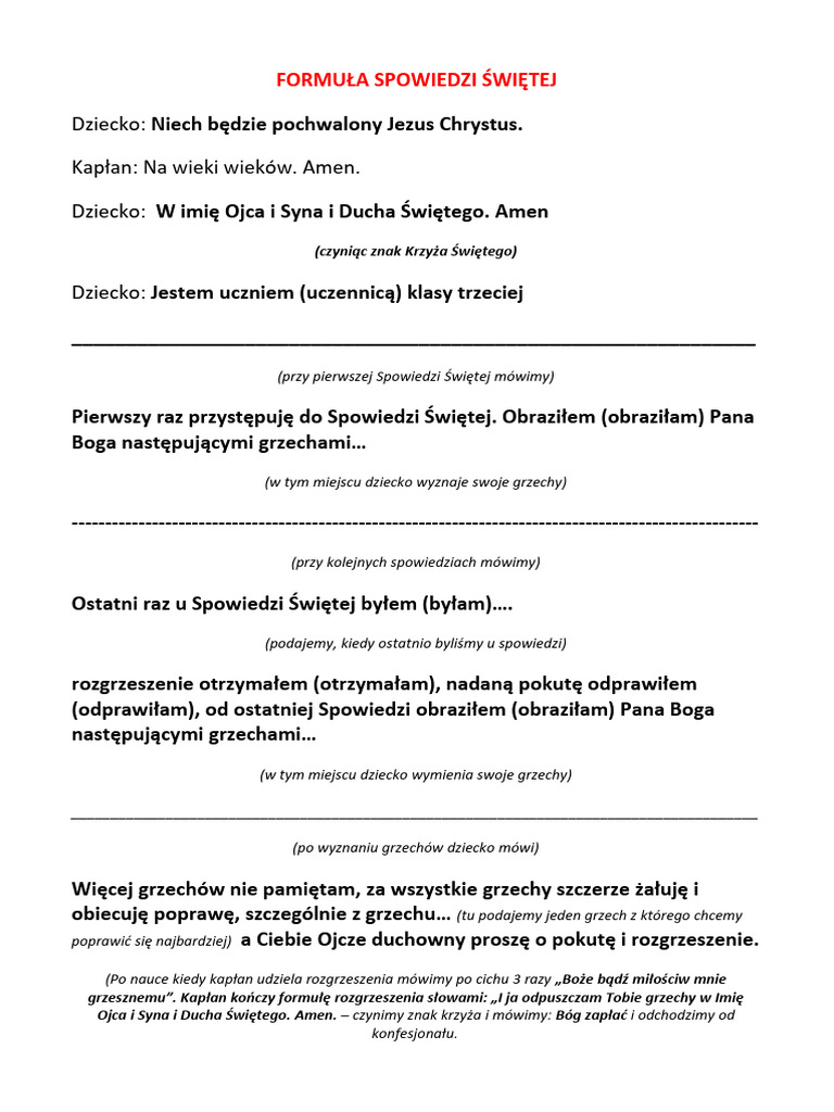 Formula Spowiedzi | PDF
