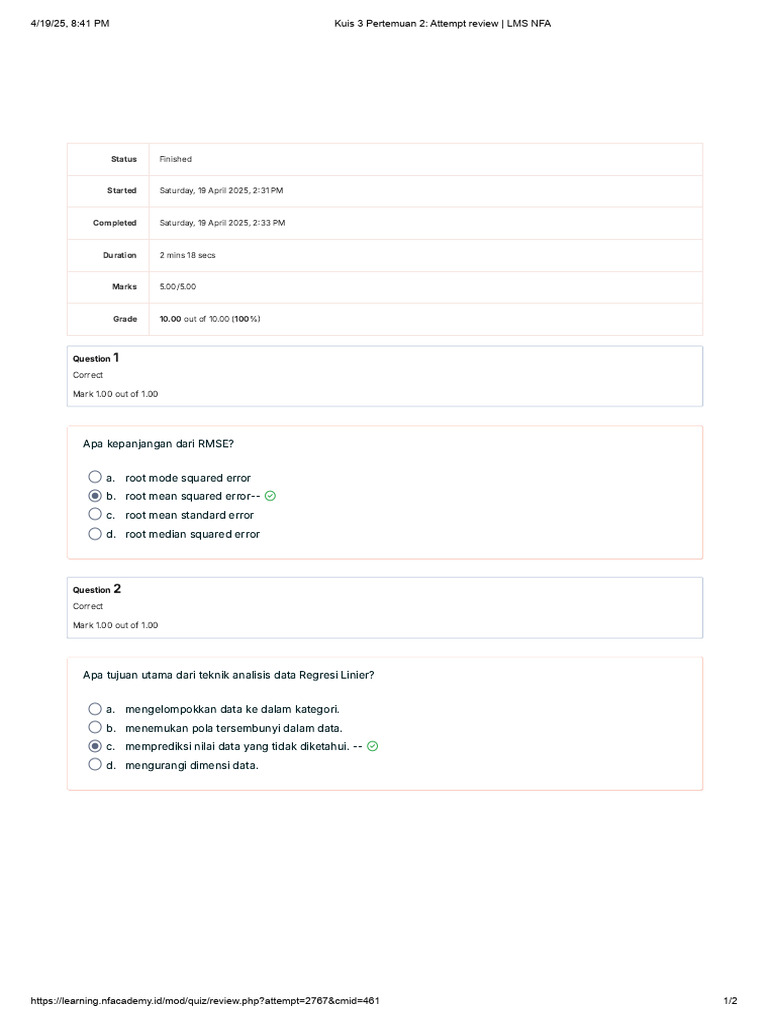 Kuis 3 Pertemuan 2 - Attempt Review - LMS NFA | PDF