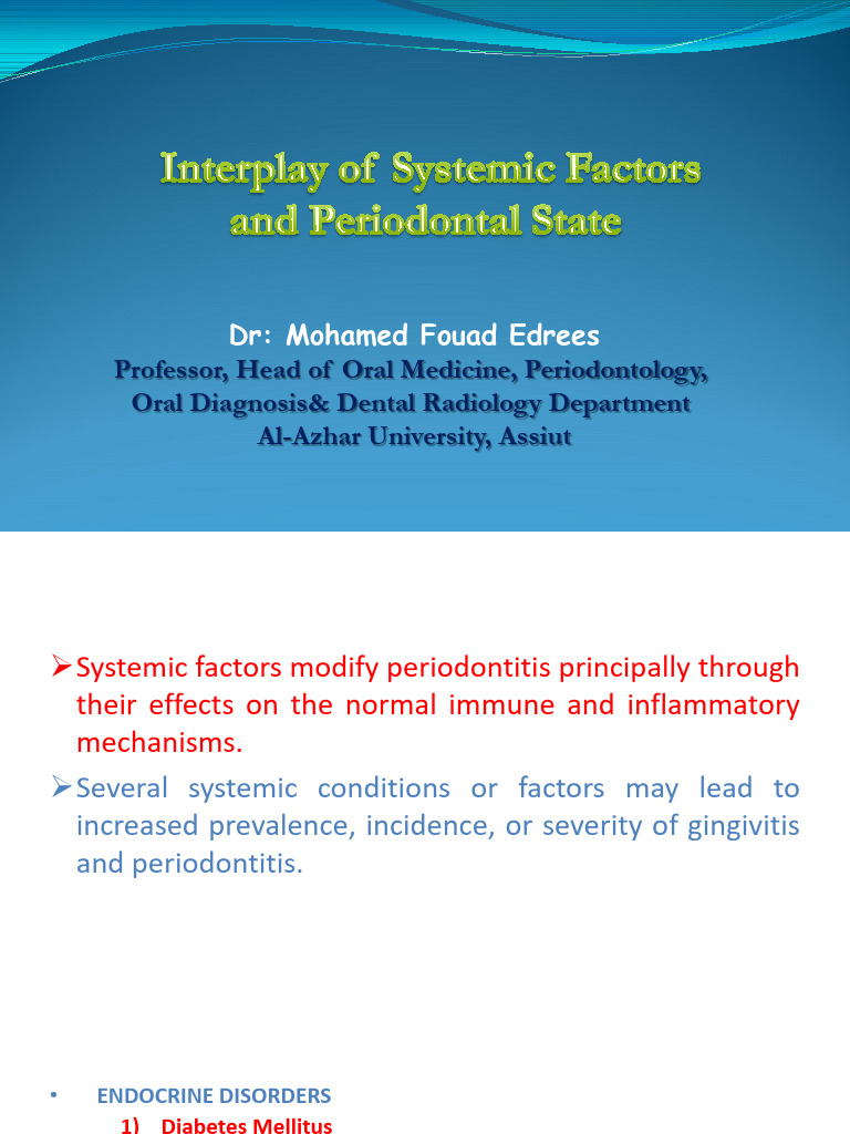 Interplay of Systemic Factors and Periodontal State | PDF | Anemia ...
