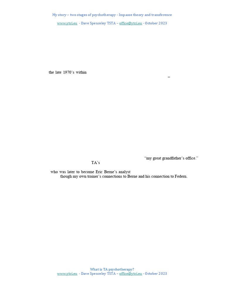 Stages of TA Psychotherapy Explained | PDF | Psychotherapy | Psychoanalysis