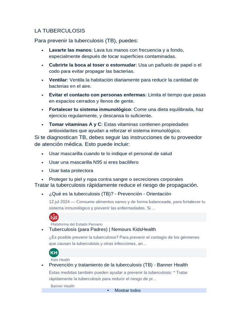 LA TUBERCULOSIS | PDF