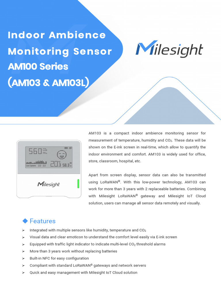AM103&AM103L Datasheet V1.1 | PDF | Sensor | Internet Of Things