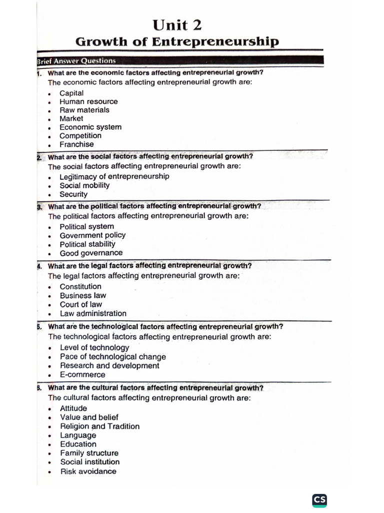 Unit 2 Growth of Entrepreneurship | PDF