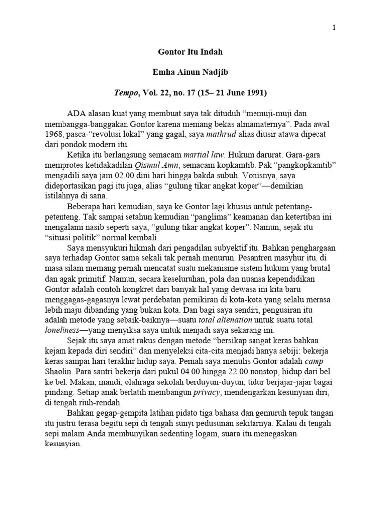 nadjib 1991 Gontor Itu Indah | PDF