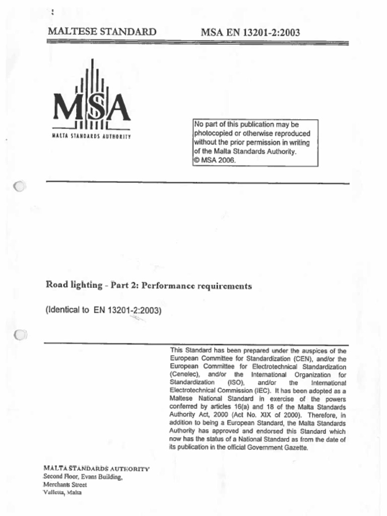 MSA EN 13201-2 | PDF