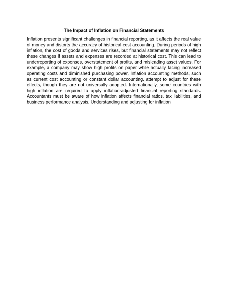 Inflation's Impact on Financial Reporting | PDF