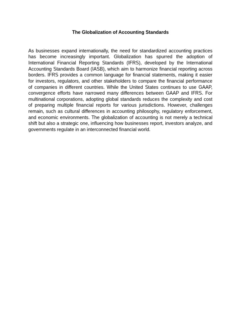 Globalization of Accounting Standards | PDF