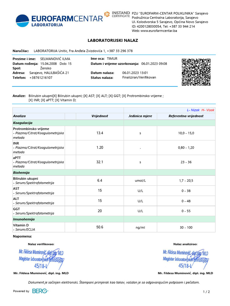 Laboratorijski Nalaz: Naručilac | PDF