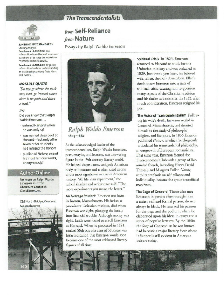 11 Emerson Self-Reliance and Nature | PDF