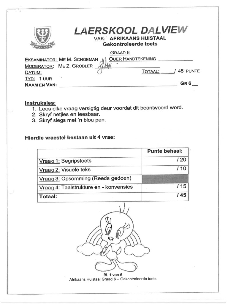 Afrikaans Gr. 6 (Junie 2021) | PDF