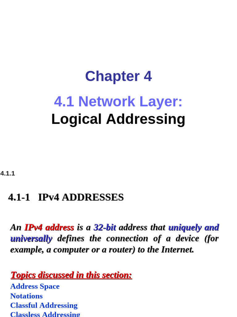 Lesson 4.1 Logical Addressing | PDF | I Pv6 | Computer Networking