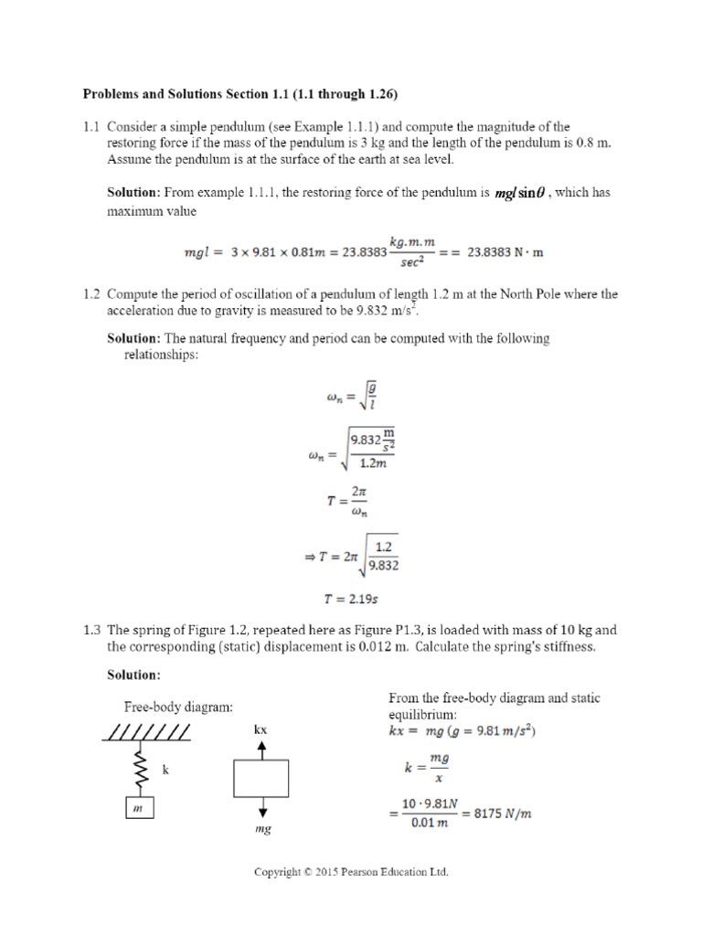 Engineering Vibration 4th Edition Solution (Daniel J. Inman) | PDF