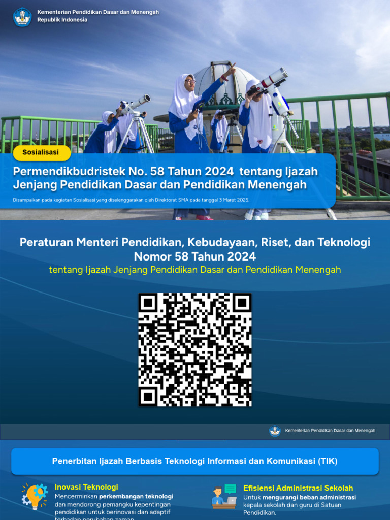 Sosialisasi Permendikbudristek No. 58 Tahun 2024 tentang Ijazah Dikdasmen (Dit. SMA-Dinas 030325 ...