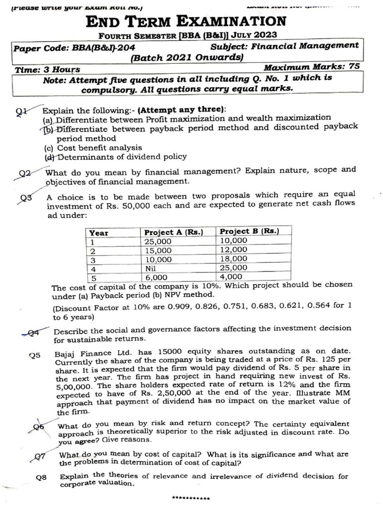 2 Ipjugaad - Bba-5th-Sem-Fm-Paper-2023 | PDF