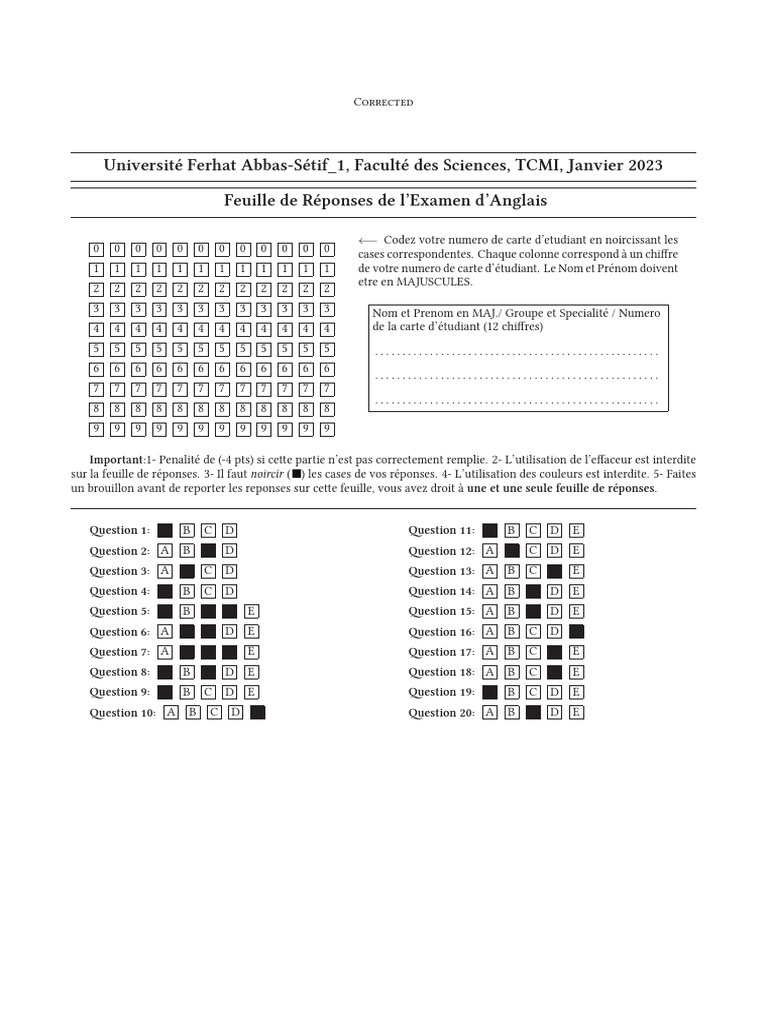 Corrige Type MI Anglais FR | PDF