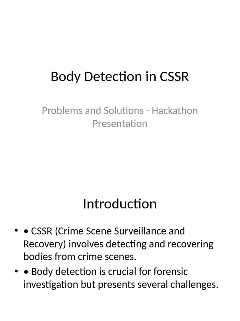 Body Detection CSSR Presentation | PDF