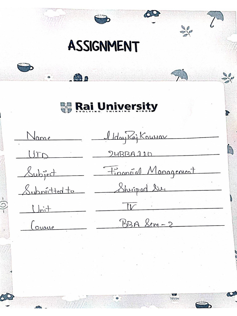 FM Unit 4 Assignment | PDF