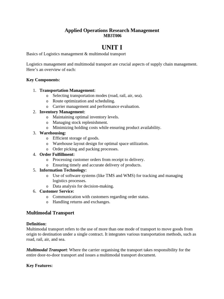 Applied Operations Research Management MB3T006 | PDF | Logistics ...