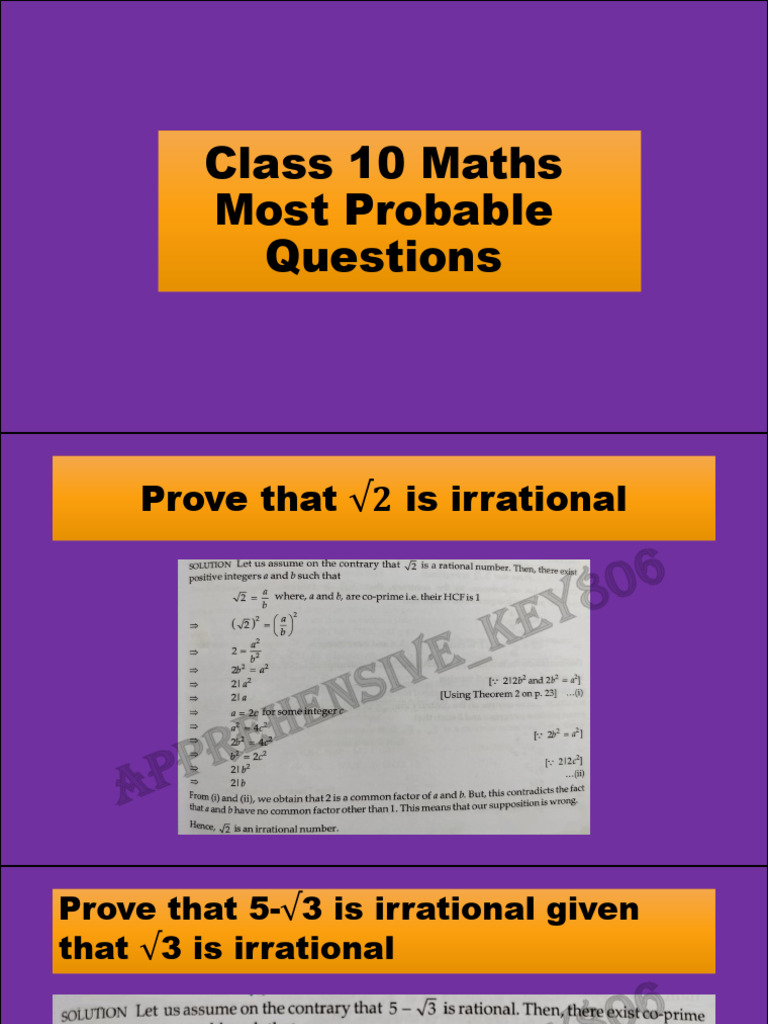 Maths Most Probable Questions | PDF | Zero Of A Function | Quadratic Equation
