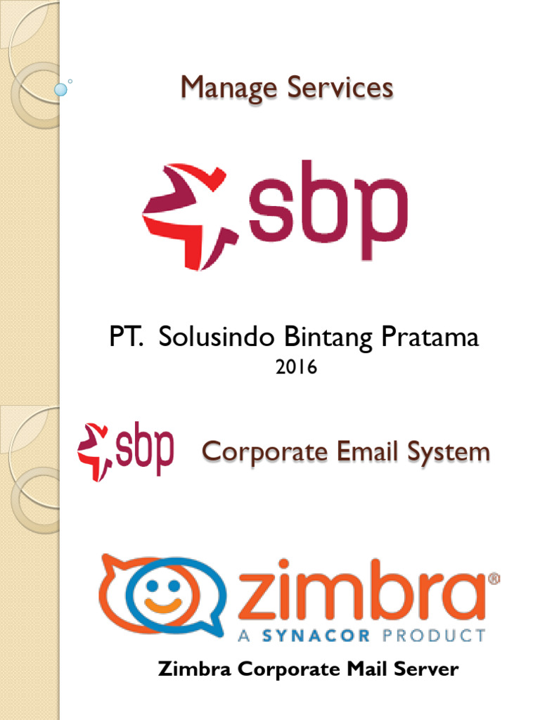 Manage Services Zimbra Slideshow | PDF | System Software | Computing