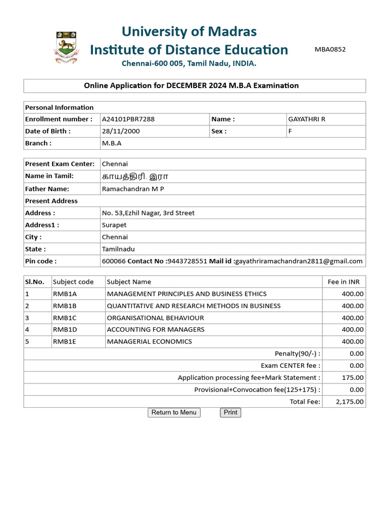 Online Application for IDE Examination | PDF