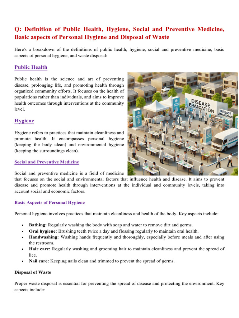 Public Health and Hygiene Essentials | PDF
