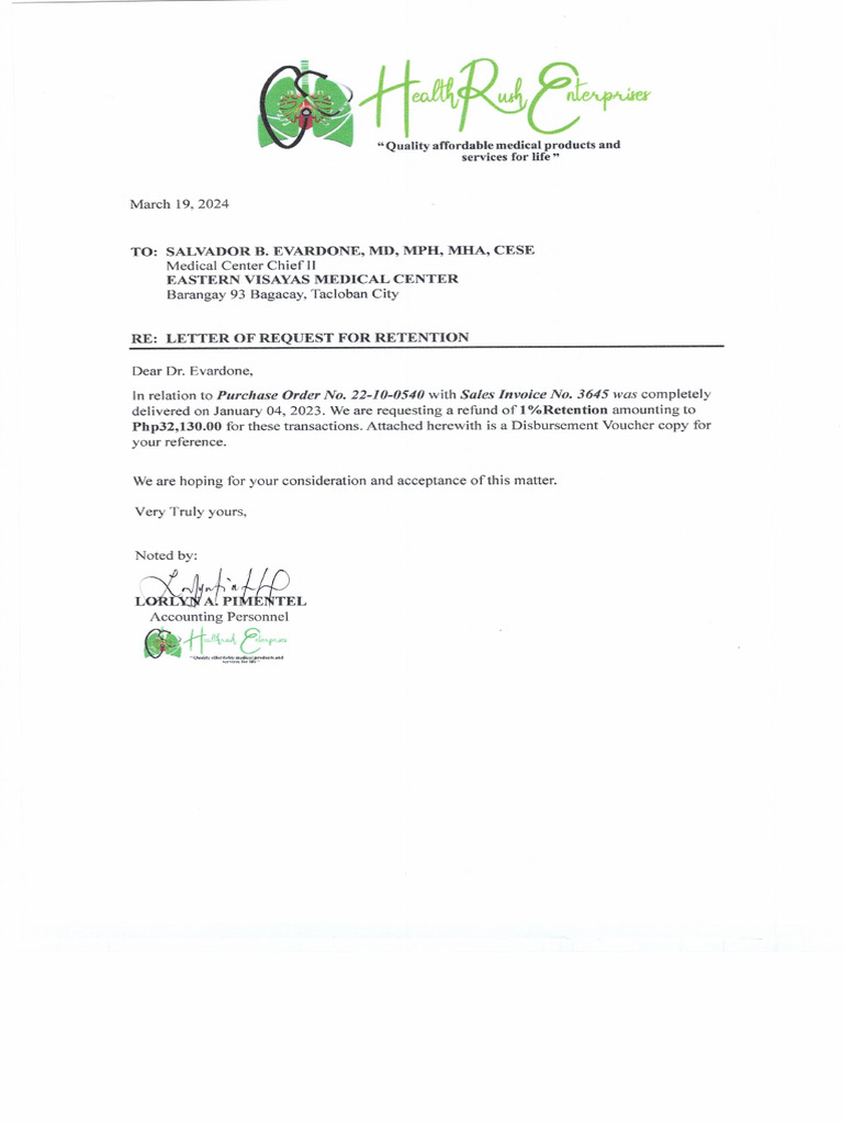 EVMC-LETTER-OF-REQUEST-RETENTION | PDF