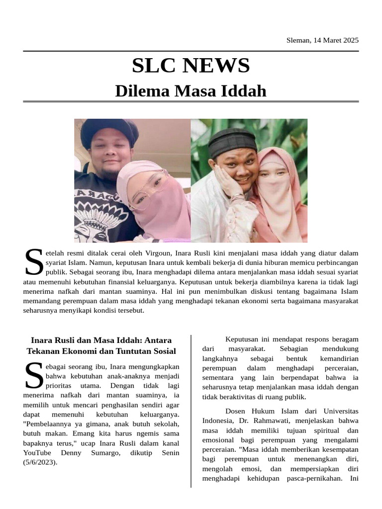 Contoh SLC Berita Iddah | PDF
