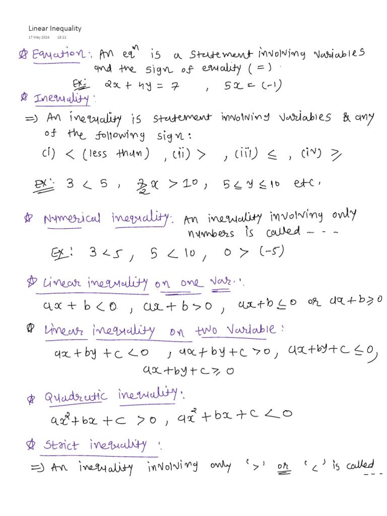 7 Linear Inequalities | PDF