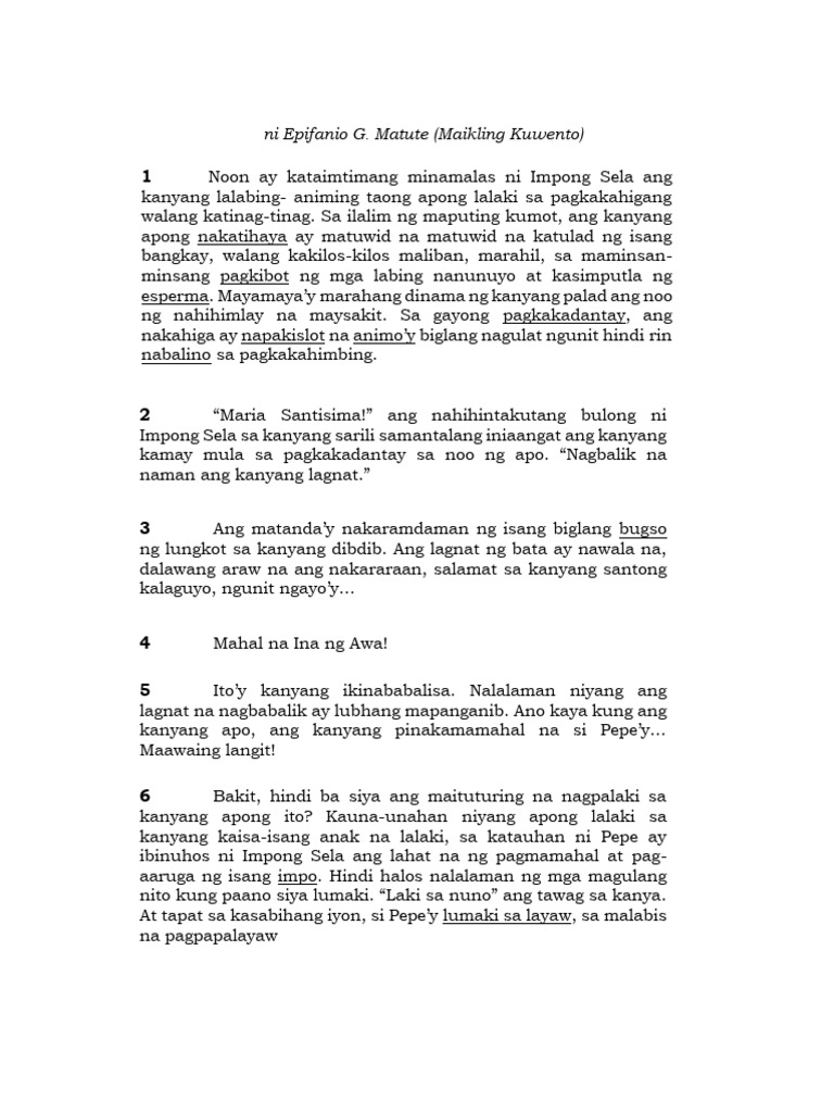 Impong Sela Epifanio Matute | PDF