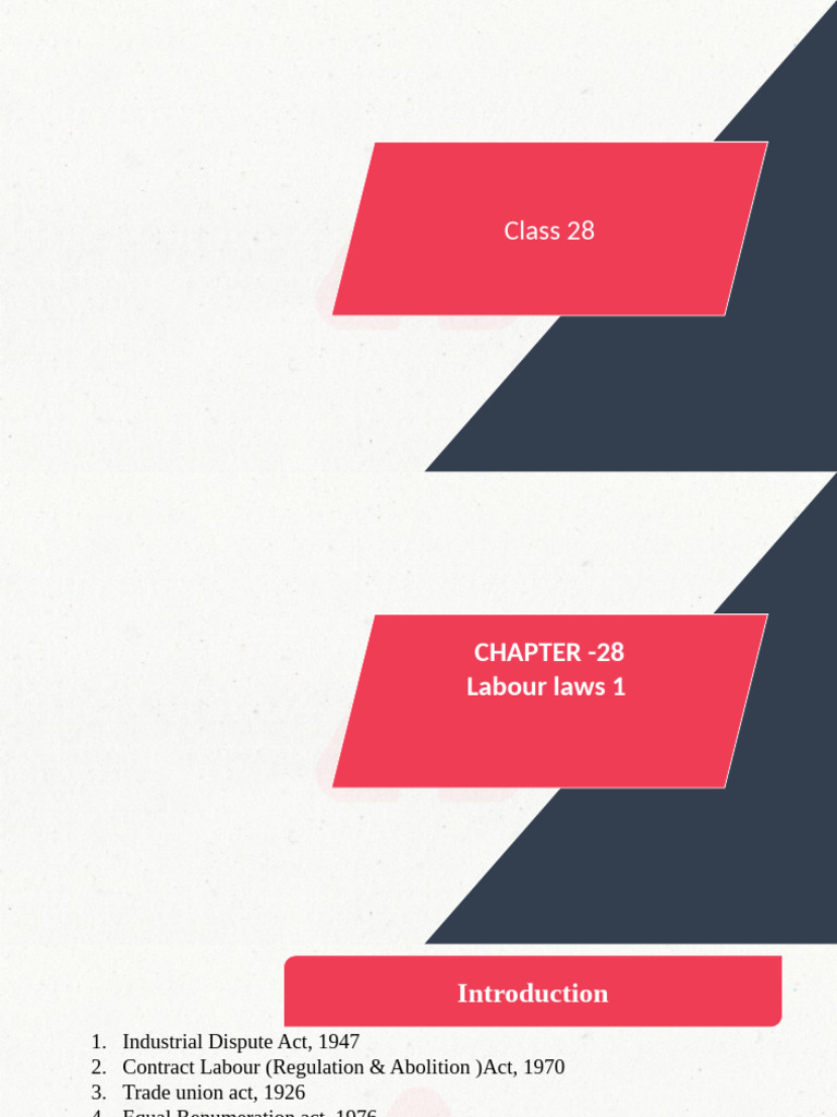 Chapter 28 Labour Laws 1-1 | PDF | Labour Law | Employment