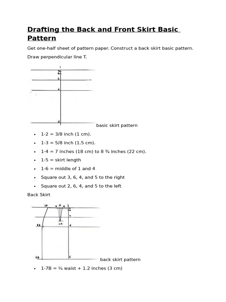 Drafting The Back and Front Skirt Basic Pattern | PDF