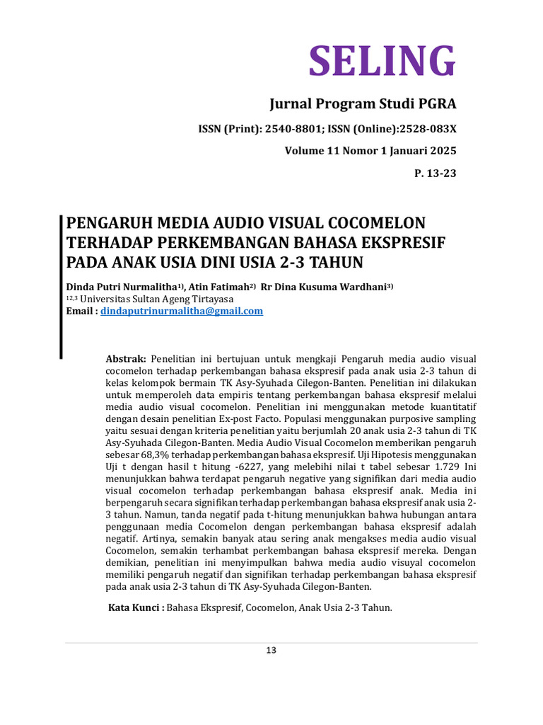 Pengaruh Media Audio Visual Cocomelon Terhadap Perkembangan Bahasa ...