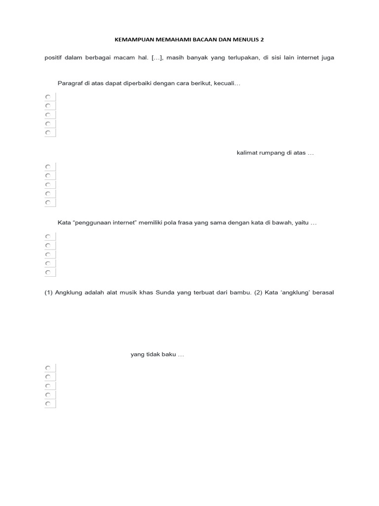 Kemampuan Memahami Bacaan Dan Menulis 2 | PDF
