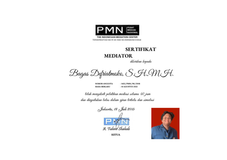 Salinan Sertifikat Mediator | PDF