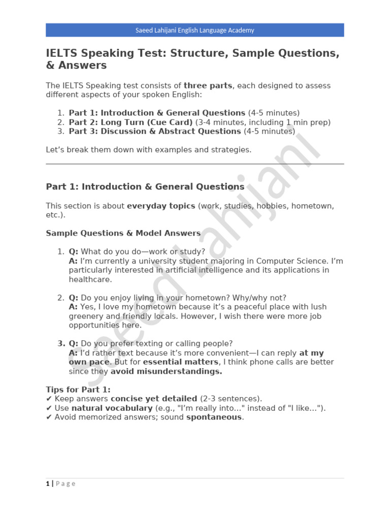IELTS Speaking Interview Quick View | PDF | Fluency | Communication