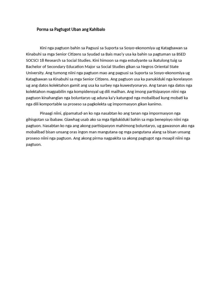 Porma Sa Pagtugot | PDF
