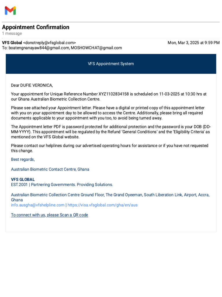 Gmail - Appointment Confirmation | PDF