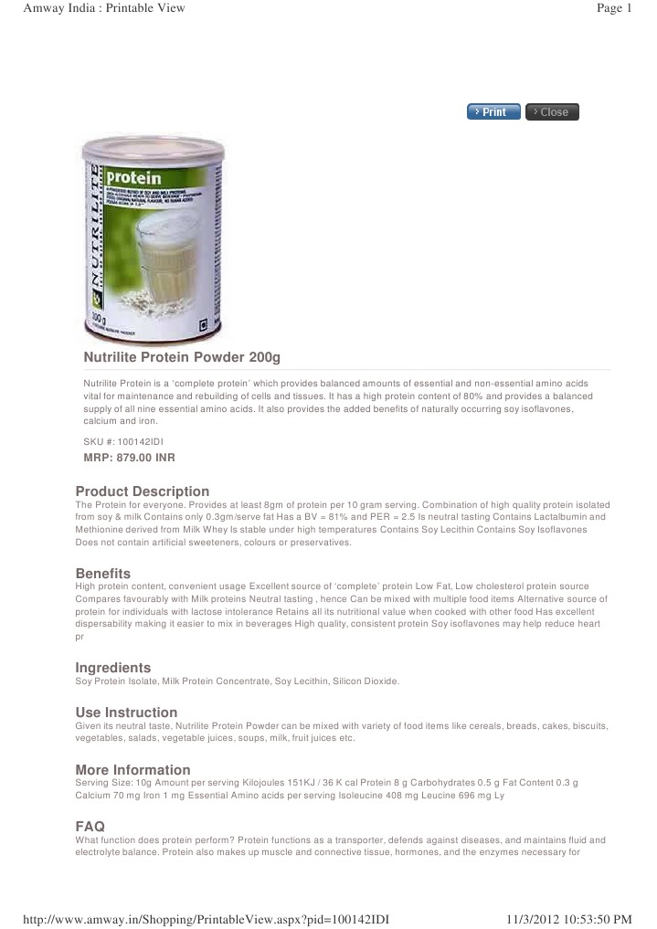 Nutrilite Protein Powder Overview | PDF | Soybean | Milk