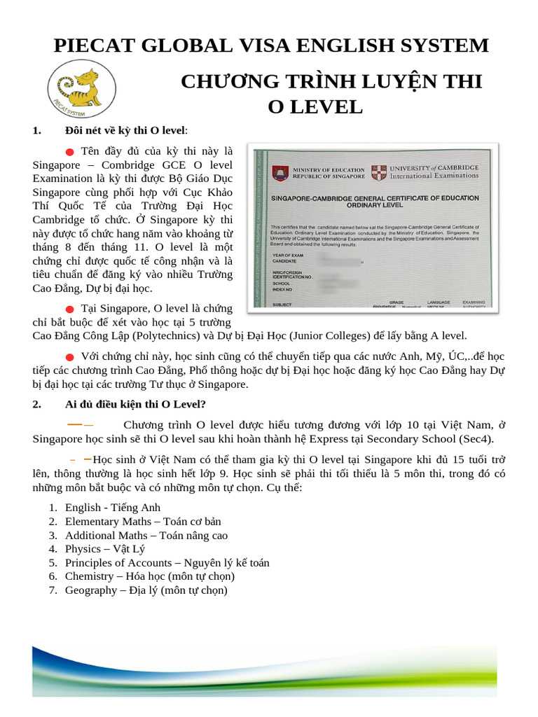(PieCat) Luyen Thi O Level | PDF