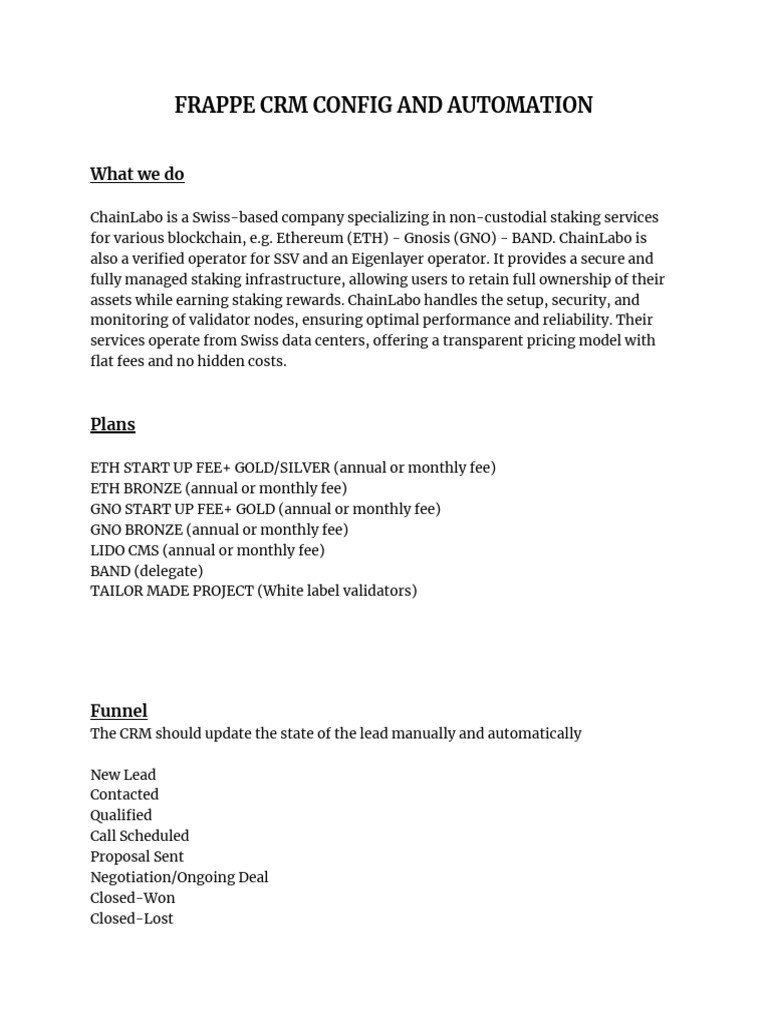 Frappe CRM Config and Automation | PDF | Customer Relationship Management | Fee