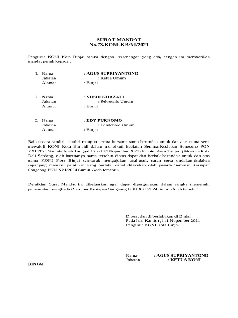 Surat Mandat | PDF