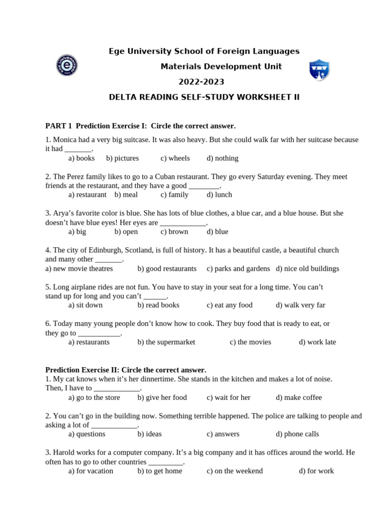 Delta Reading Worksheet 2 | PDF | Counterfeit