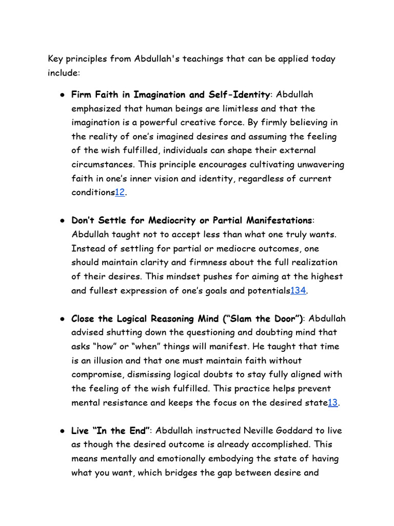 Abdullah's Key Principles for Manifestation | PDF | Mind | Feeling