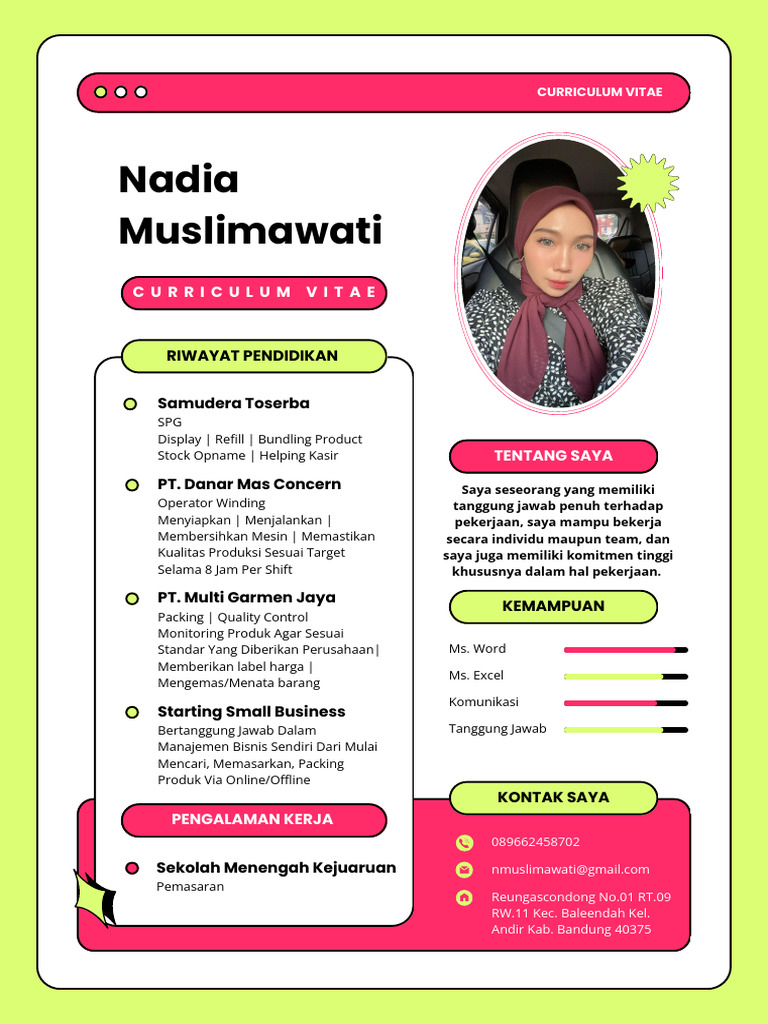 Hijau Merah Muda Memphis Konten Kreatif CV Resume - 20250419 - 073454 ...