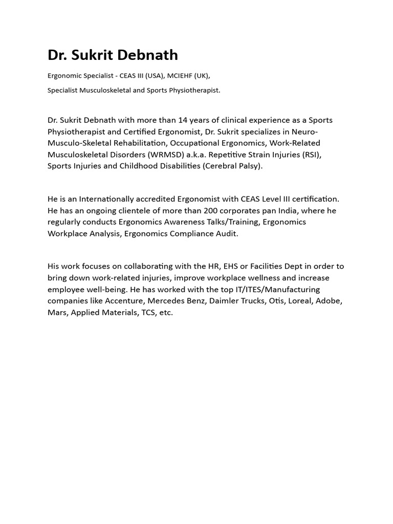 DR Sukrit Debnath Physio | PDF